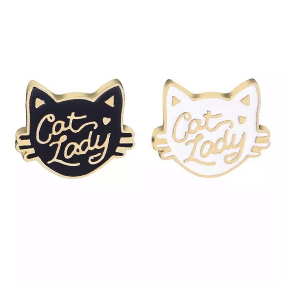 Accessories | 2 Piece Cat Lady Thick Cartoon Enamel Pin Set | Poshmark